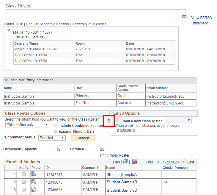 Use the Class Roster