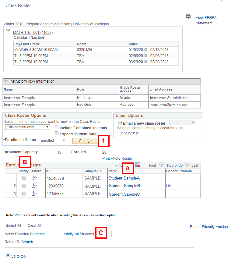 Use the Class Roster