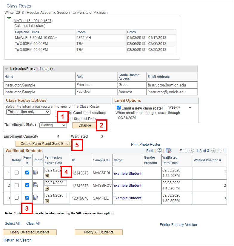Use the Class Roster