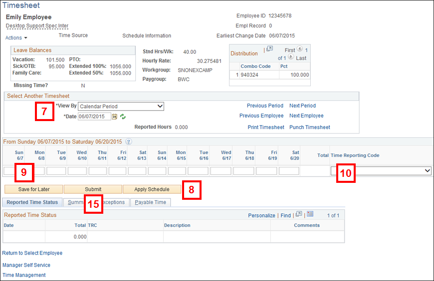 Time and Labor: Report Biweekly Time Using the Timesheet